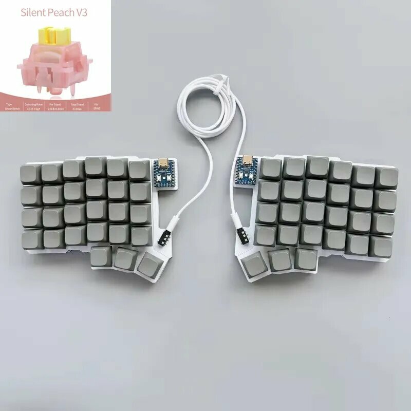 Клавиатура проводная , (Outemu Silent Peach), Английская раскладка, светло-серый