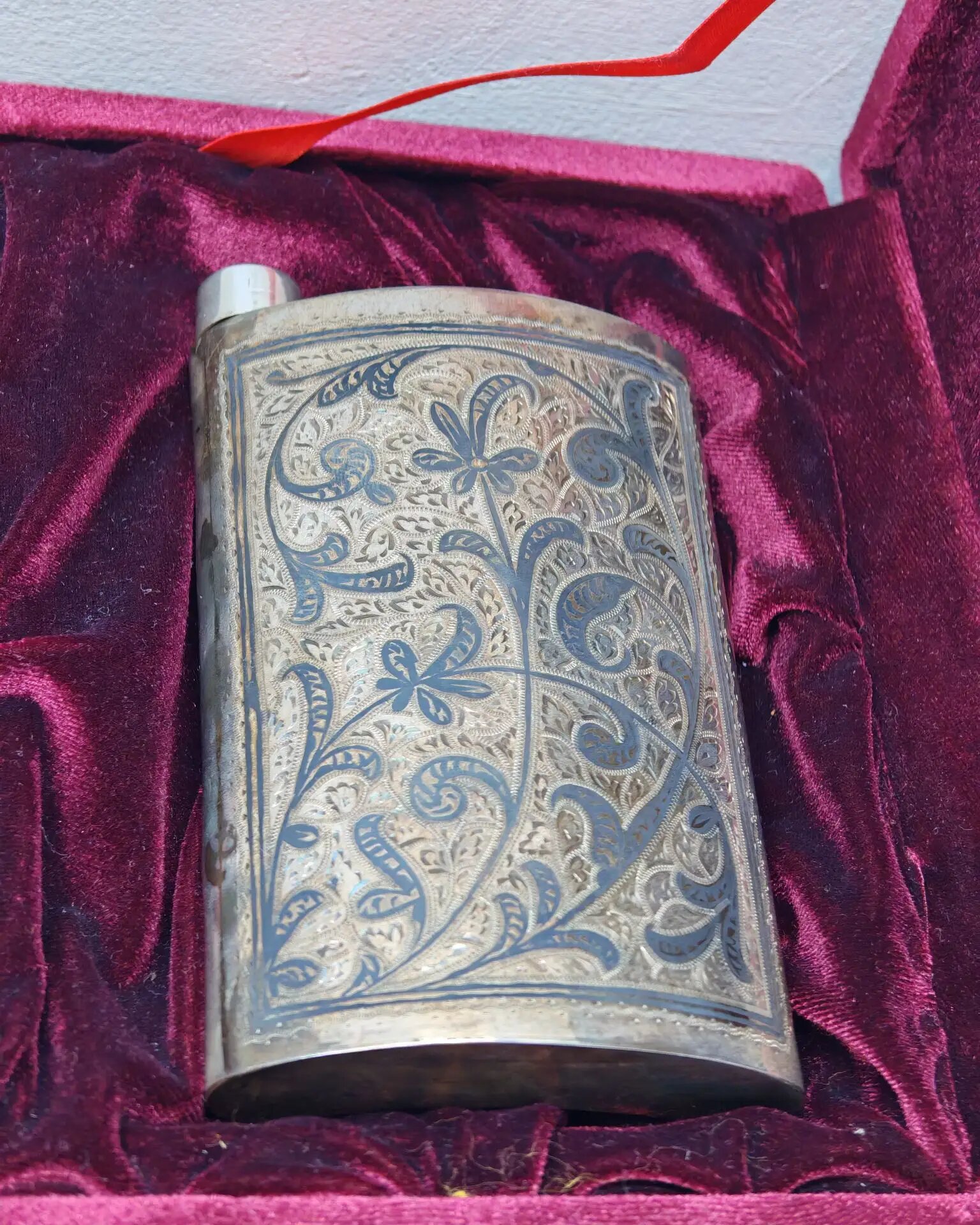 Фляжка серебряная Кубачи, 875 пробы, 211,9 грамм, обьем 250мл