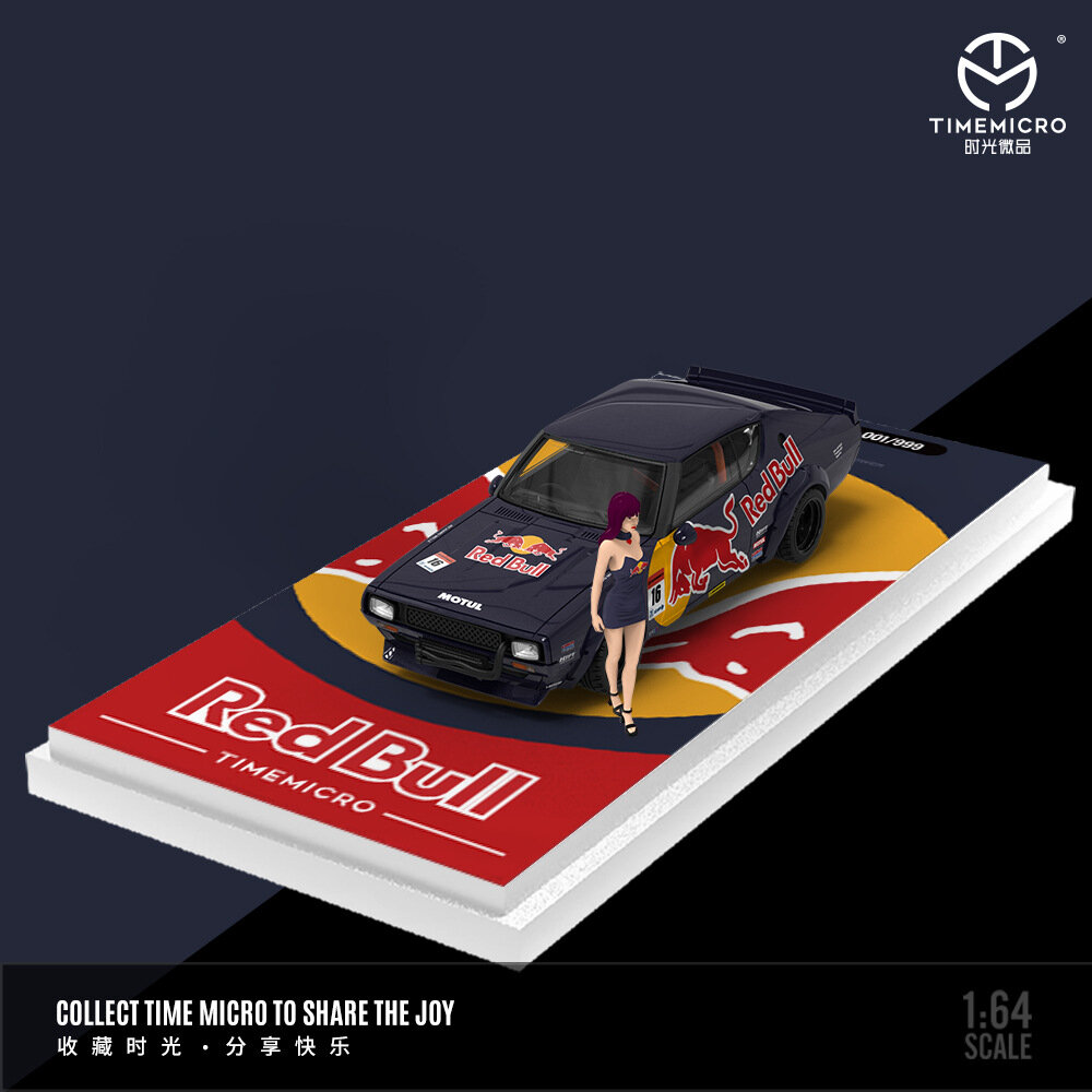 Модель автомобиля 1:64 масштаба Ниссан КПГС110 с рисунком Red Bull и фигуркой, обычный вариант