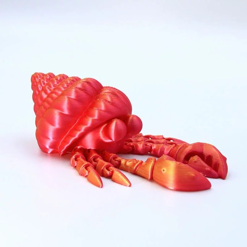 14см 3D-печатный подвижный краб с красно-золотыми глазами для аквариумного декора с подвижными суставами