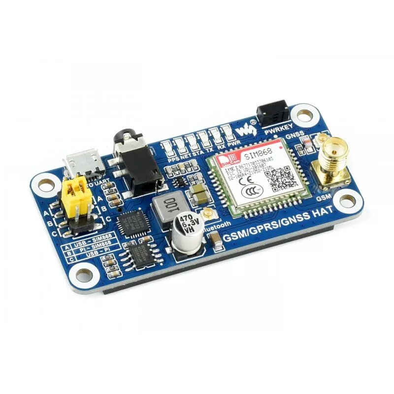 Waveshare GSM/GPRS/GNSS/Bluetooth HAT для Raspberry Pi