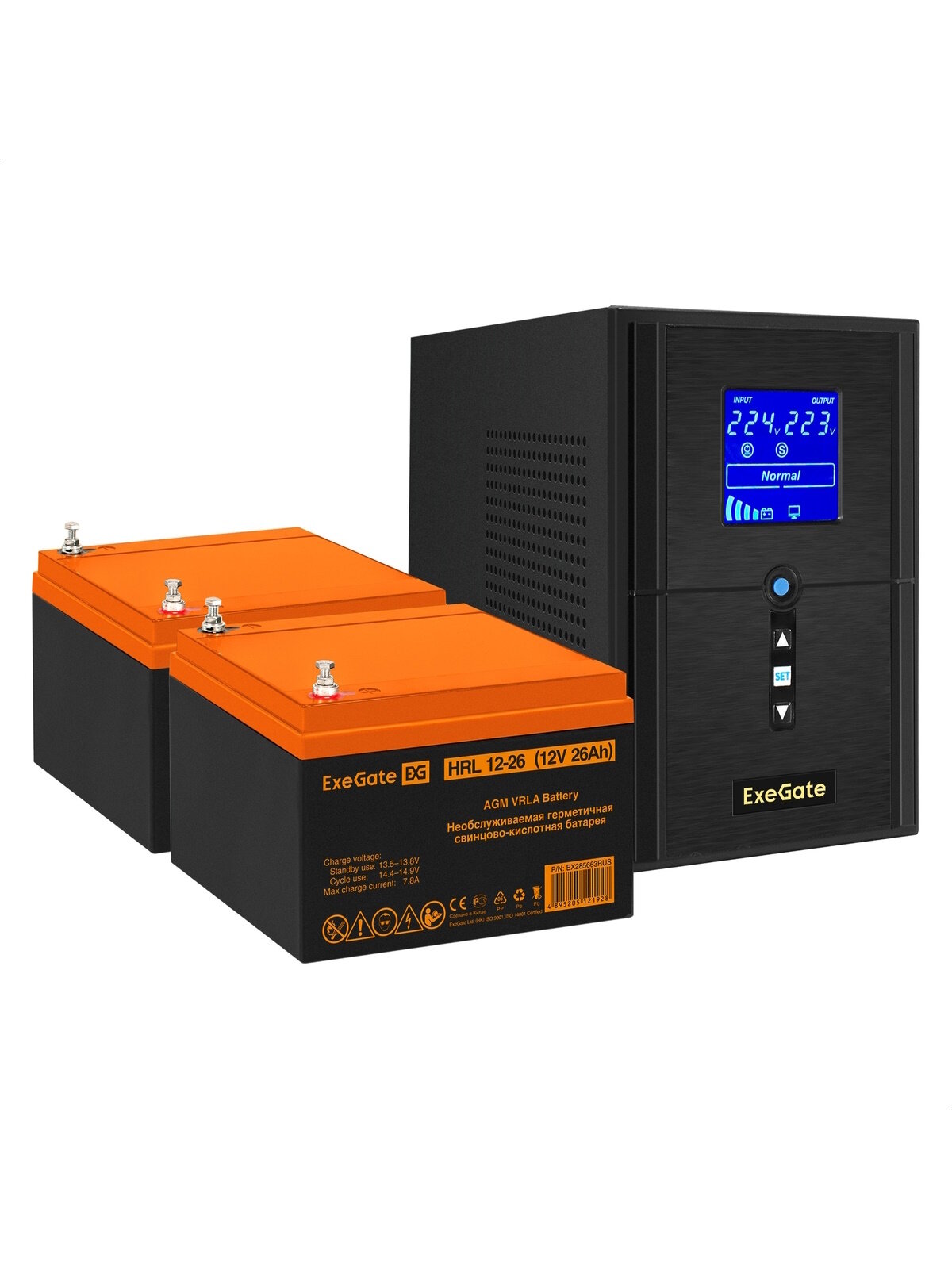 Комплект ExeGate EX296790RUS (ИБП EX295987RUS + батарея 26Aч EX285663RUS) черный