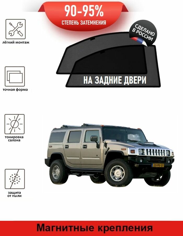 Автошторки LATONIK на Hummer H2 (2002-2013) на задние двери на магнитах