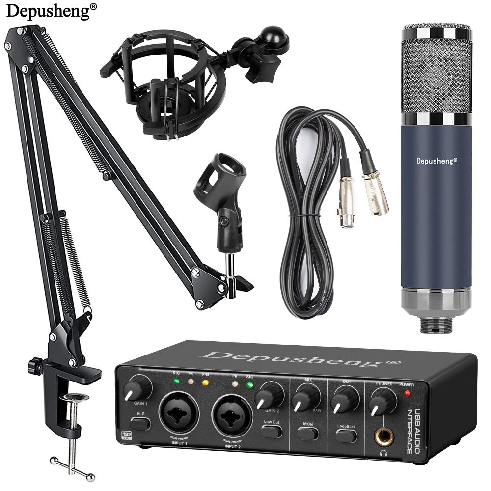Микрофон DEPUSHENG MD32-V11 с аудиоинтерфейсом