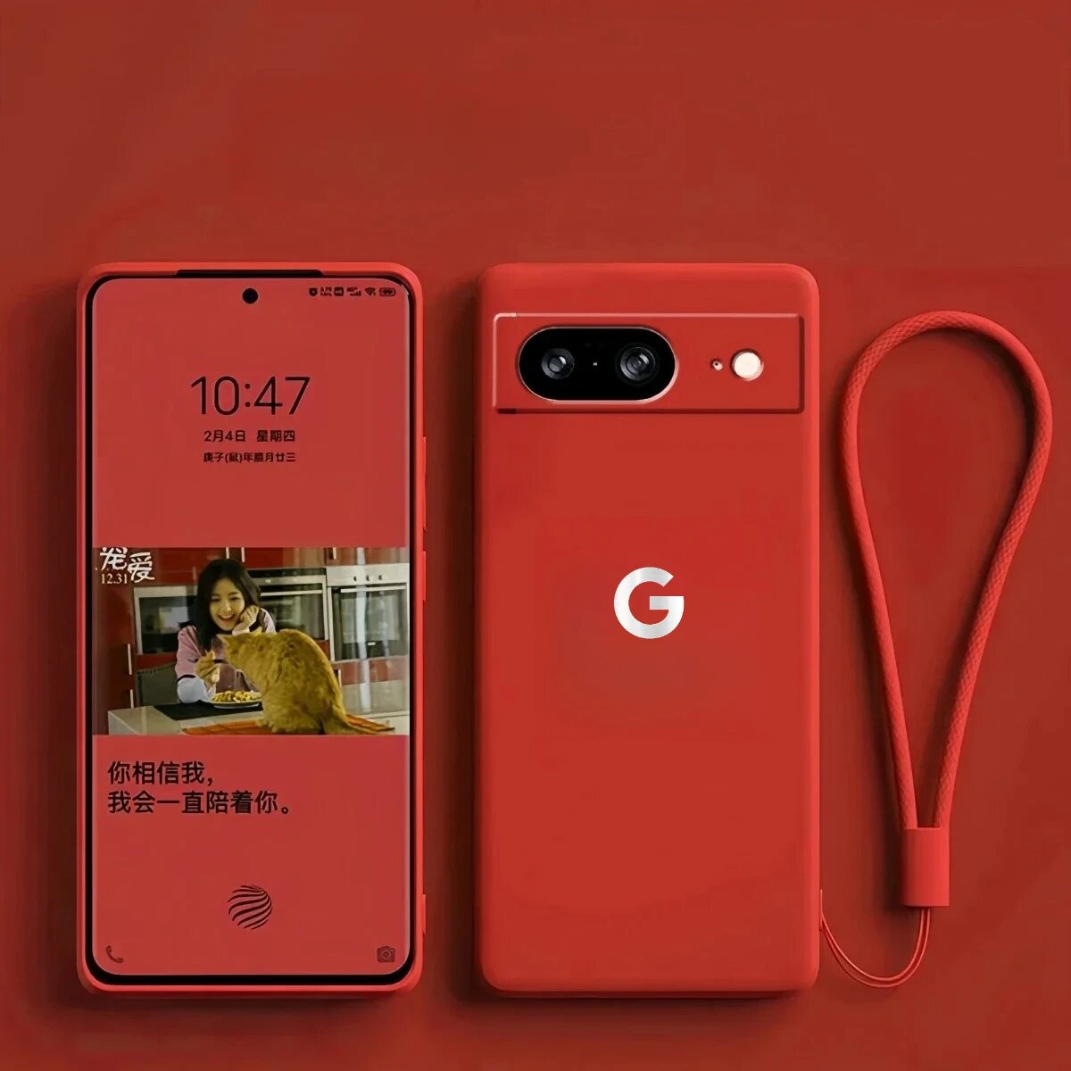Чехол для Google Pixel 8A красный, жидкий силикон