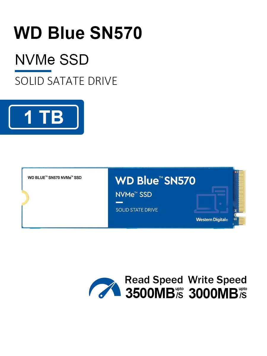 Твердотельный накопитель SN570 1 ТБ M.2 NVMe PCIe 3.0 x4 3500/3000 МБ/с TLC SSD