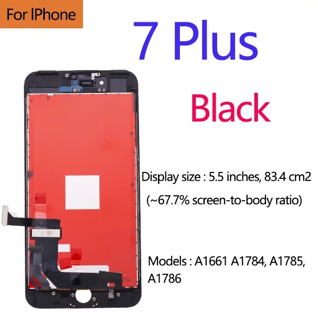 Дисплей для iPhone 7 Plus Black, A1661 A1784 A1785 A1786