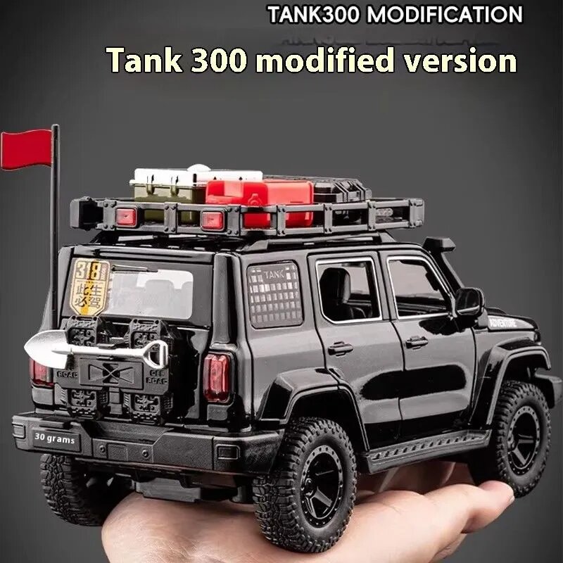 Коллекционирование автомобилей 1:24 TANK 300 версия внедорожник, Модель сплава, Детская игрушечная машинка, Звук и освещение