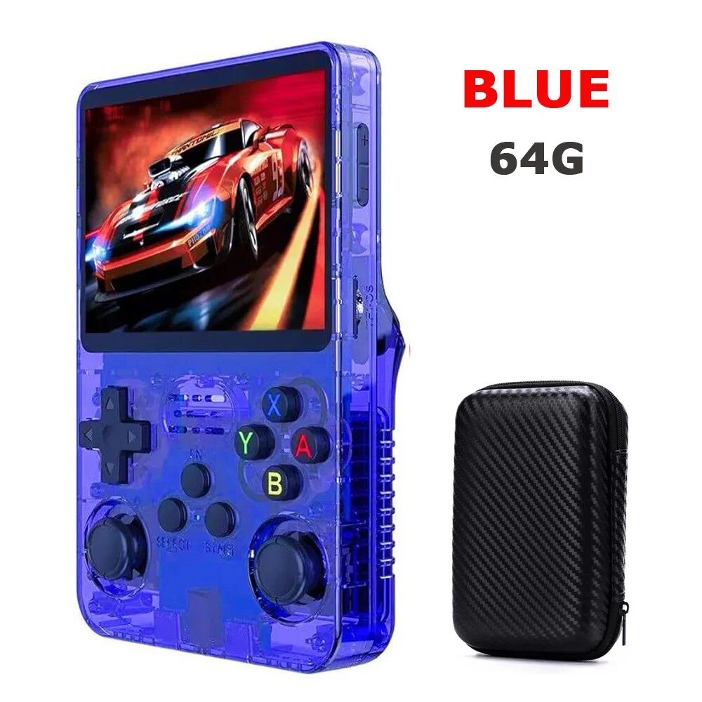 Портативная игровая консоль R36S, 64ГБ, Blue