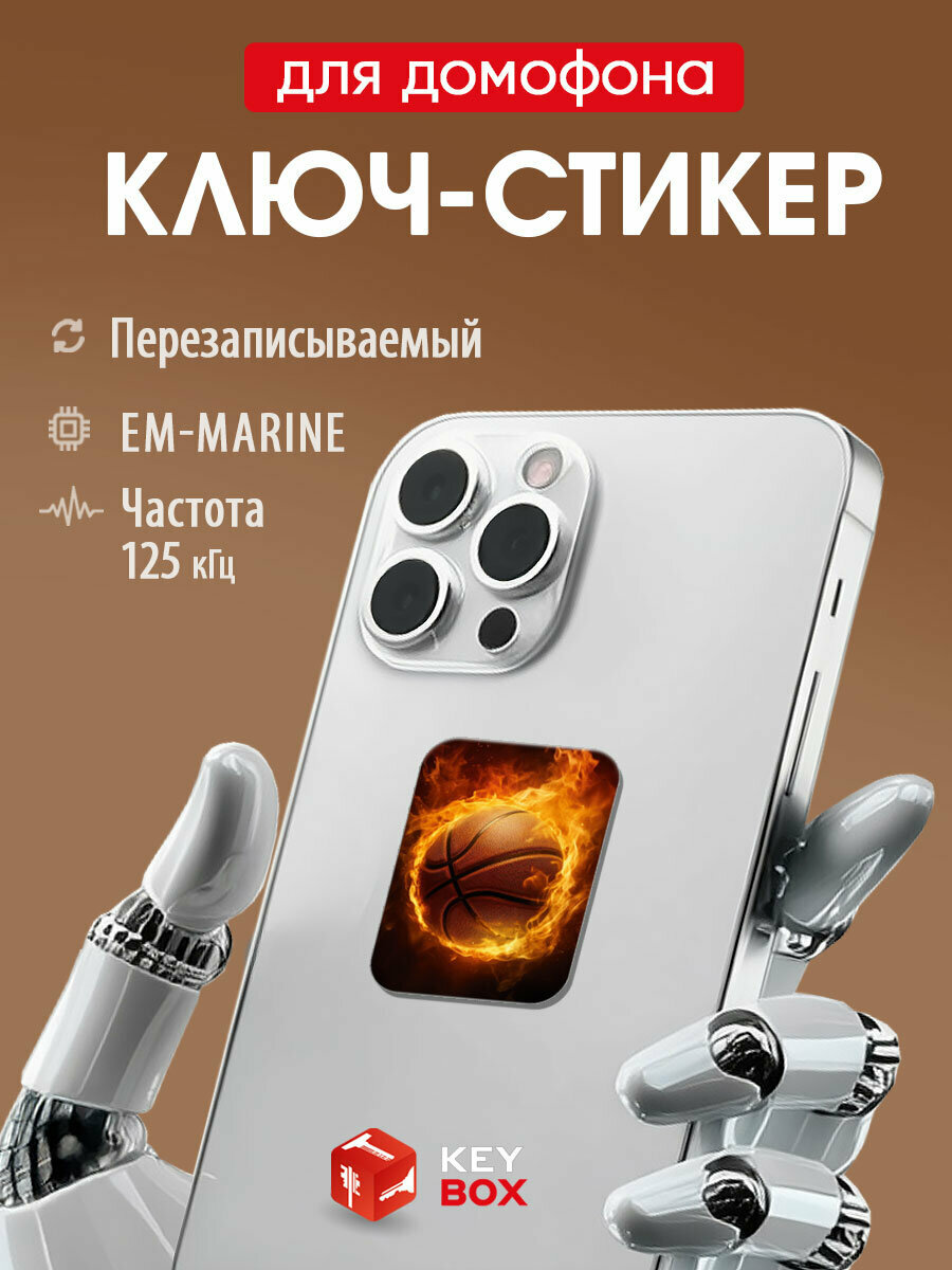 Ключ-стикер для домофона на телефон Em-Marine, KeyBox, Баскетбол / перезаписываемый