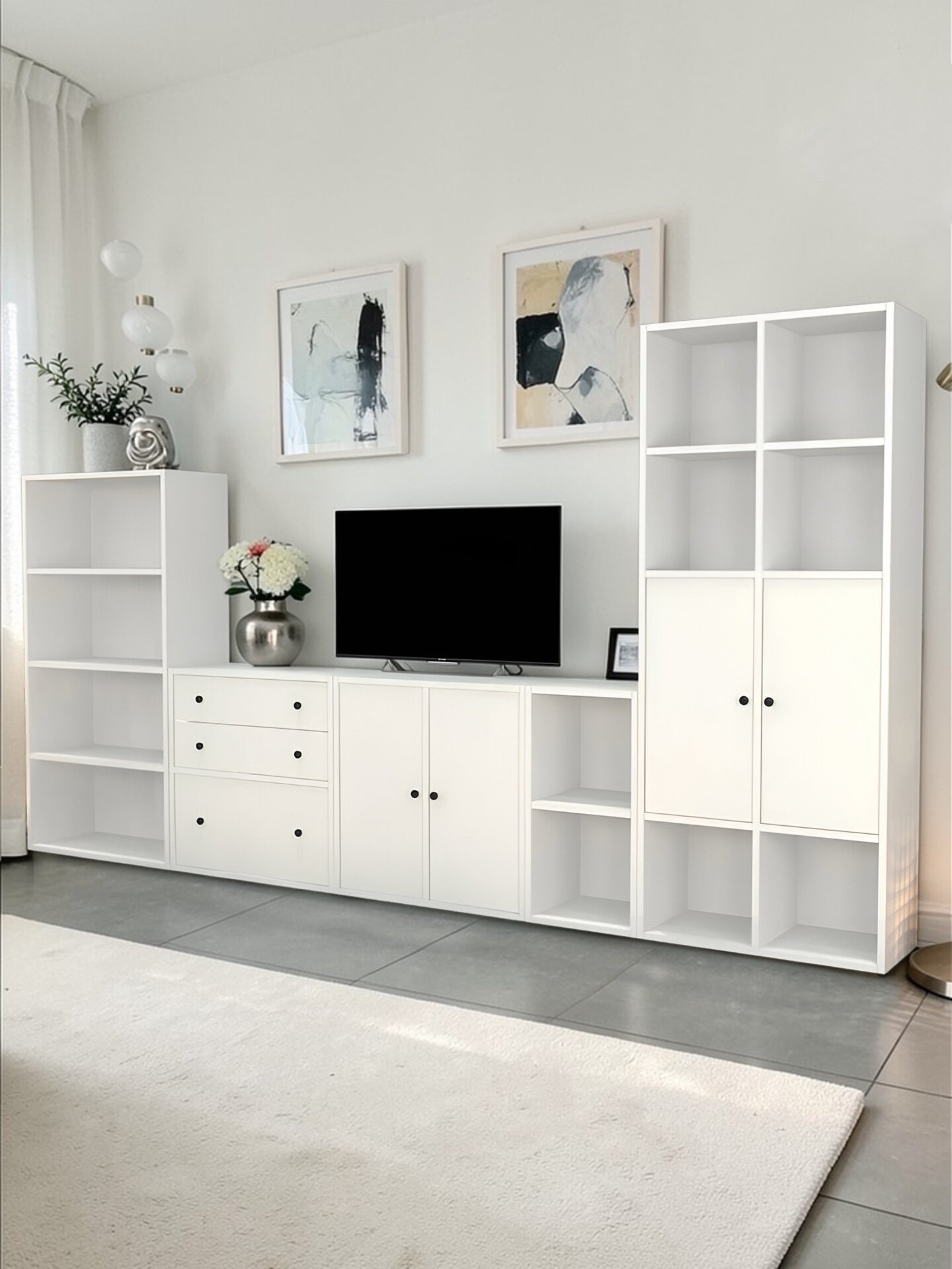 Модульная стенка Билли Айден 2 Белый Фасадный 0101 NOW 293x30x160 см, Дом мебели для вас