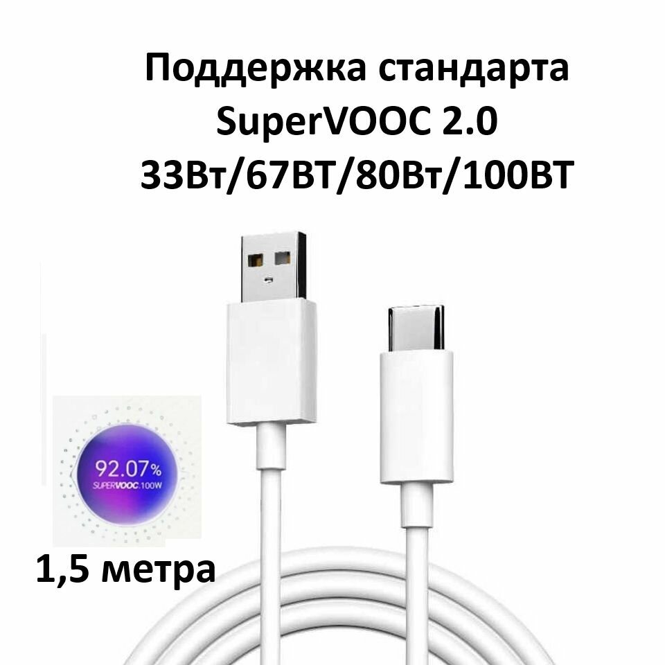 Кабель 10А, 1,5м (с поддержкой 100W, SuperVOOC 2.0) для OPPO (IB)