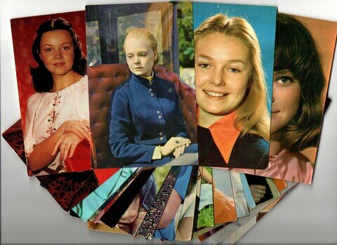 №77 Открытки Артисты и актёры СССР 1970–1980-е г. 25 штук. Цветные, чистые, без повторов