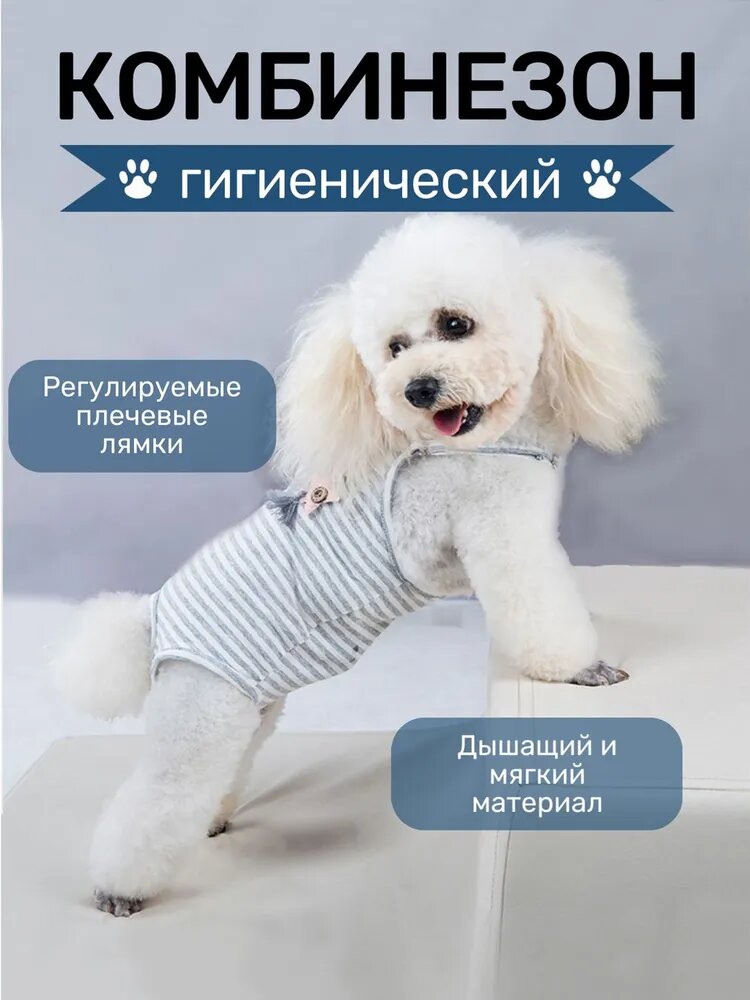 Комбинезон гигиенический на время течки для собак и кошек - хлопковые, размер M (регулируемые лямки)