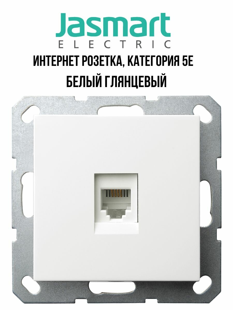 Интернет-розетка RJ45 категория 5е с накладкой jasmart