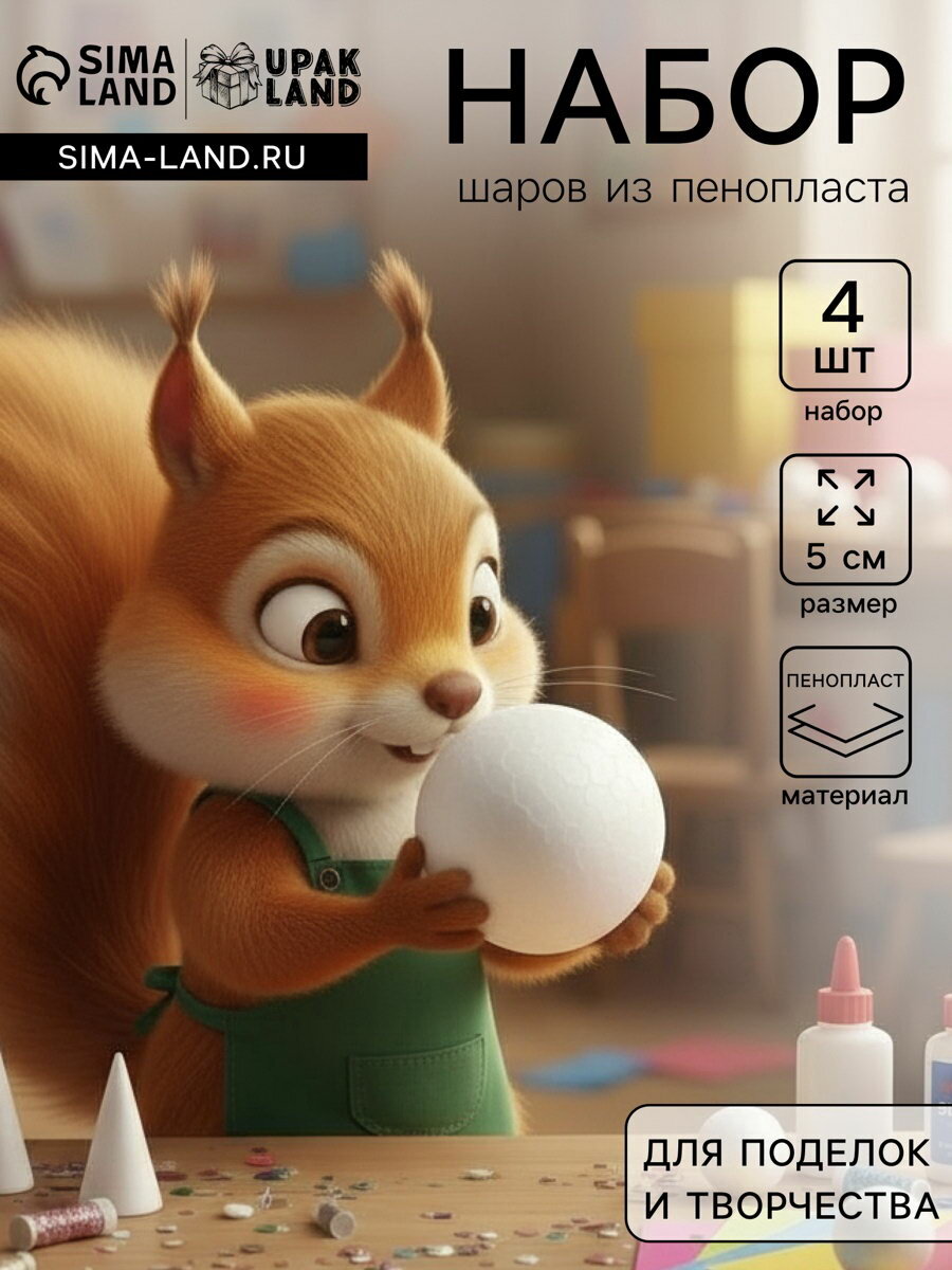 Шары из пенопласта 4 шт, размер 5 см, тематика праздника: универсальная тематика, 2 шт.