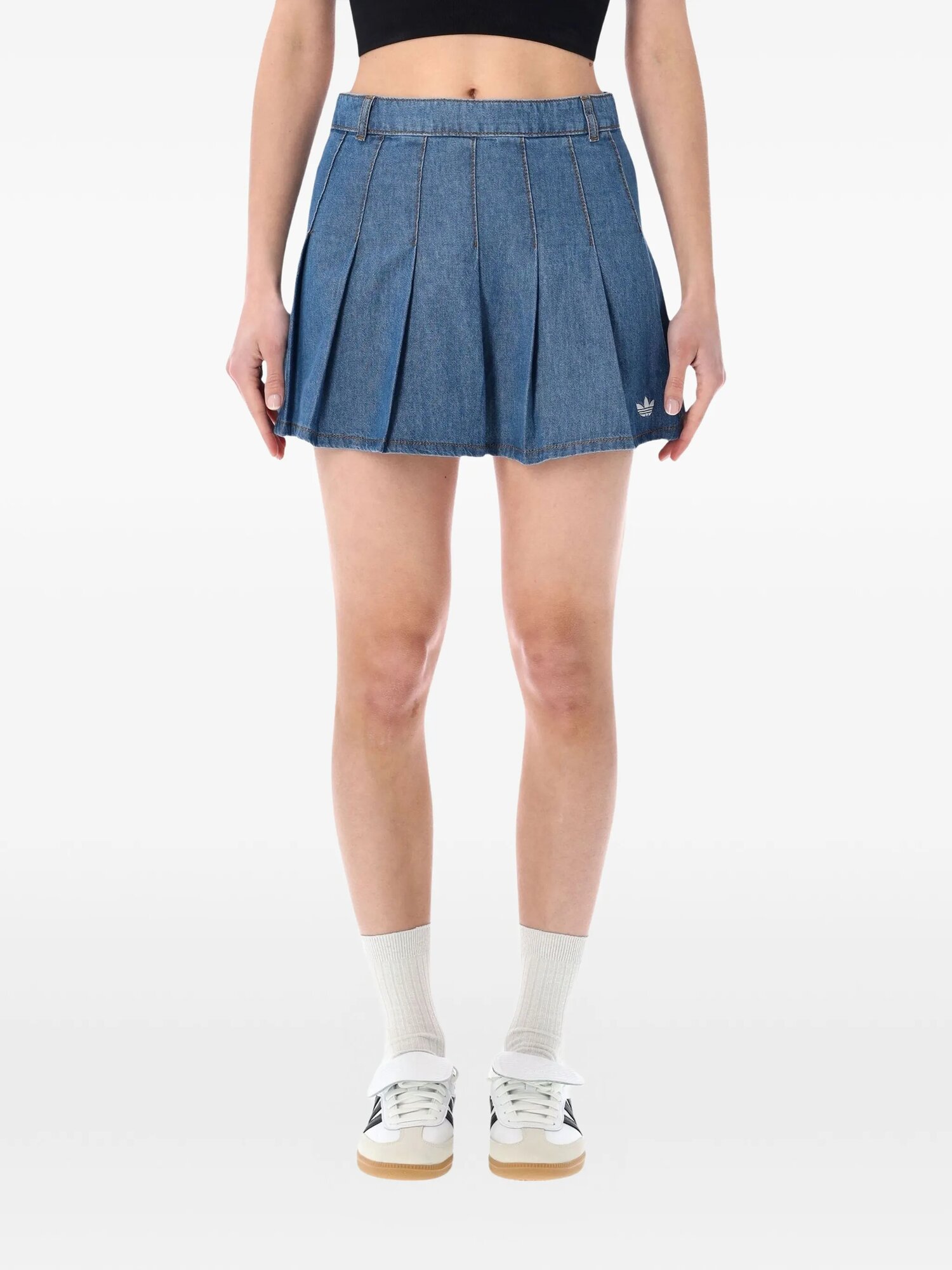 Юбка adidas Pleated denim skirt, размер 12 UK, Синий принт