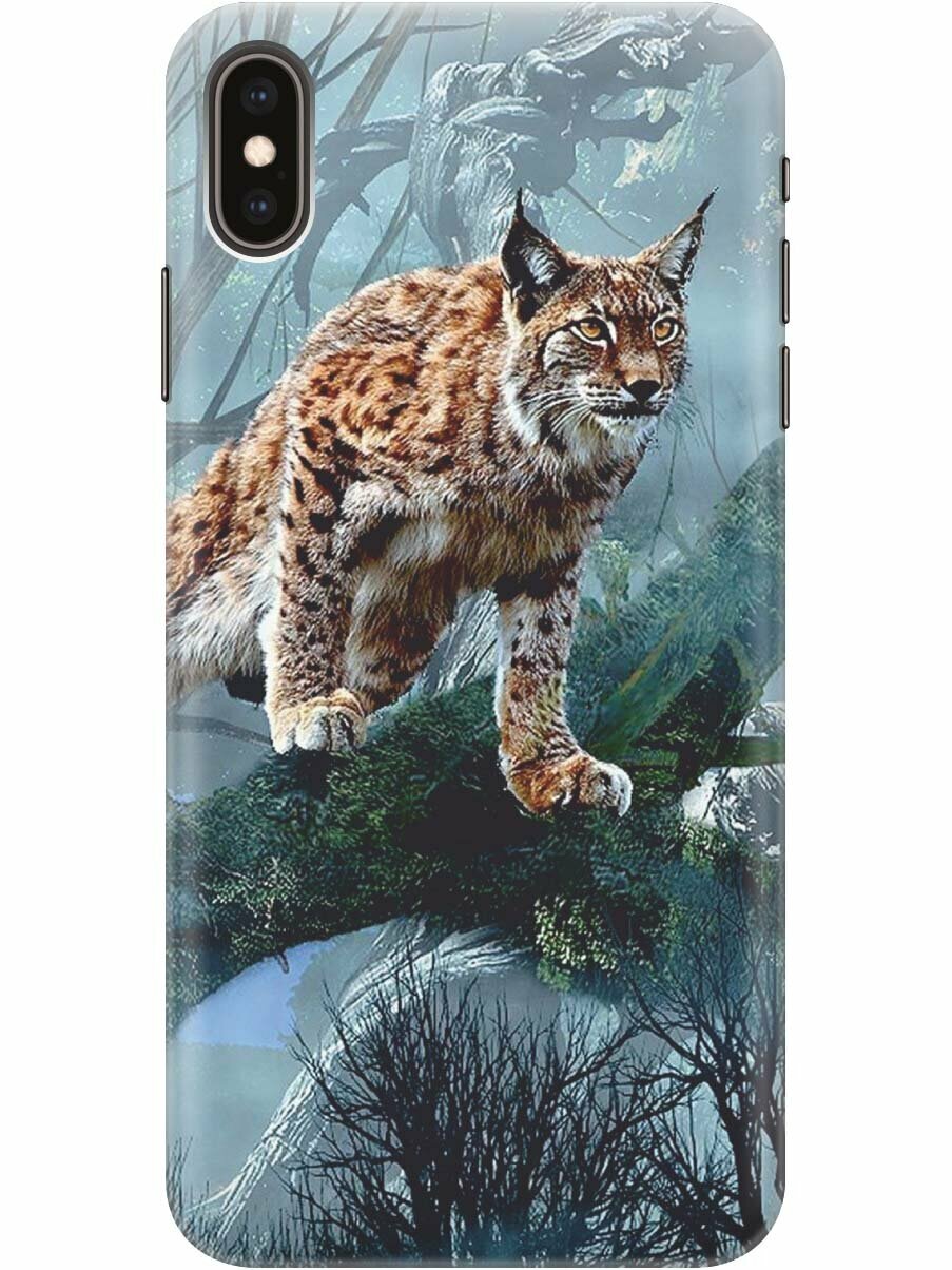 Силиконовый чехол на Apple iPhone XS Max / Эпл Айфон Икс Эс Макс с рисунком "Дикая рысь"