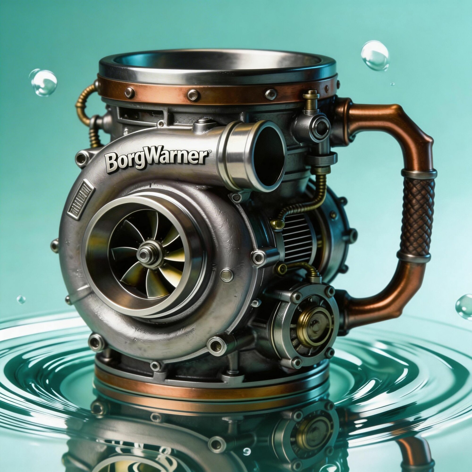 Кружка в виде турбины BorgWarner металлическая кружка для автолюбителей оригинальный подарок