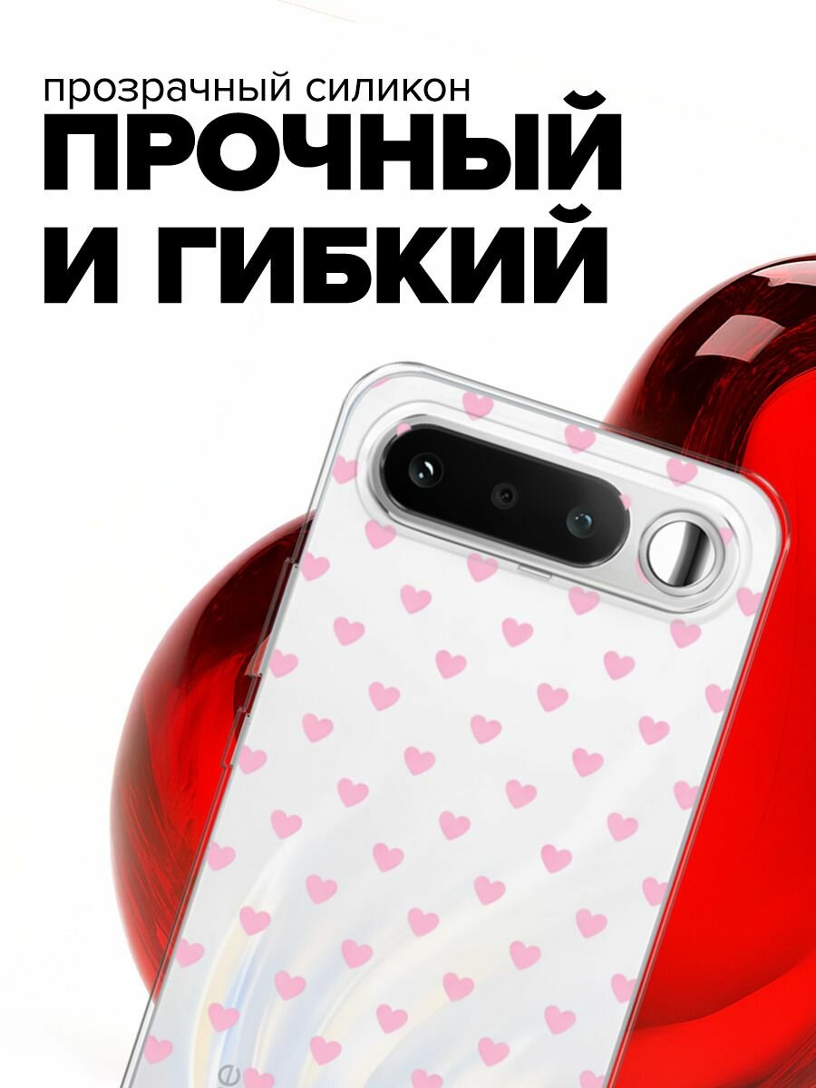 Чехол на Realme 16 / Реалми 16 с принтом Розовые сердечки в узоре — фото 1