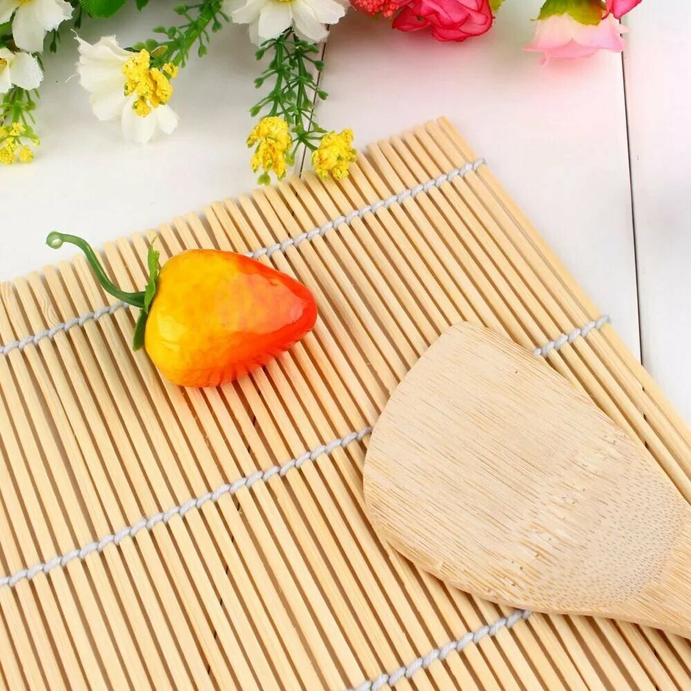 Деревянный мат для роллов Sushi Roll Maker, удобный и многоразовый, с лопаткой для риса