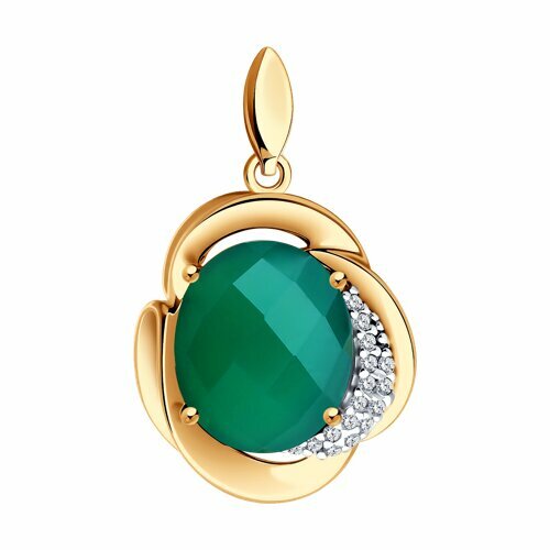 Подвеска, серебро, 925 проба, золочение, фианит, агат