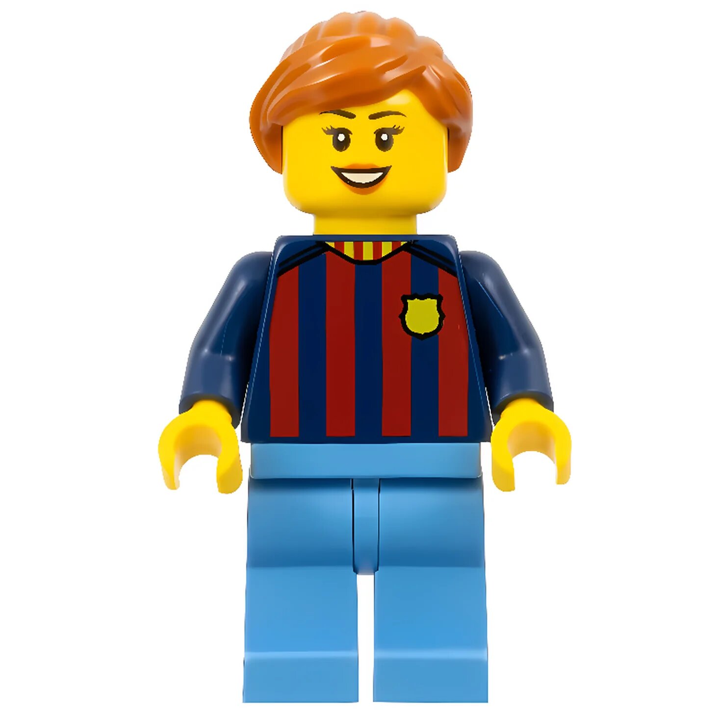 Минифигурка Lego Sports Soccer Fan - FC Barcelona, Female, Medium Blue Legs soc146 U