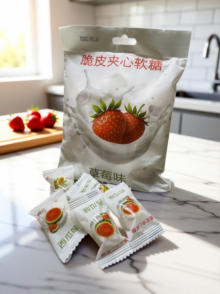 Молочные конфеты со вкусом Сочной Клубники, 70г