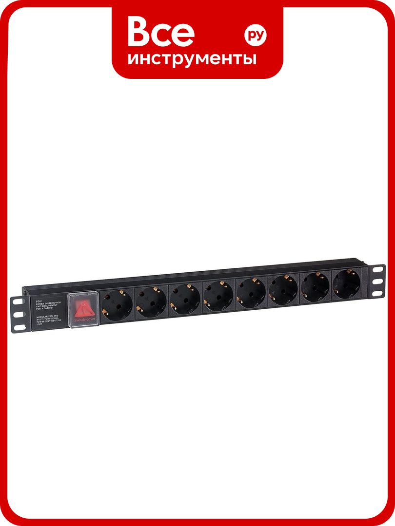 Блок розеток ExeGate горизонтальный ServerPro PDU-19H801 Al-8S-C14-SW, 19, 1U, Алюминий,