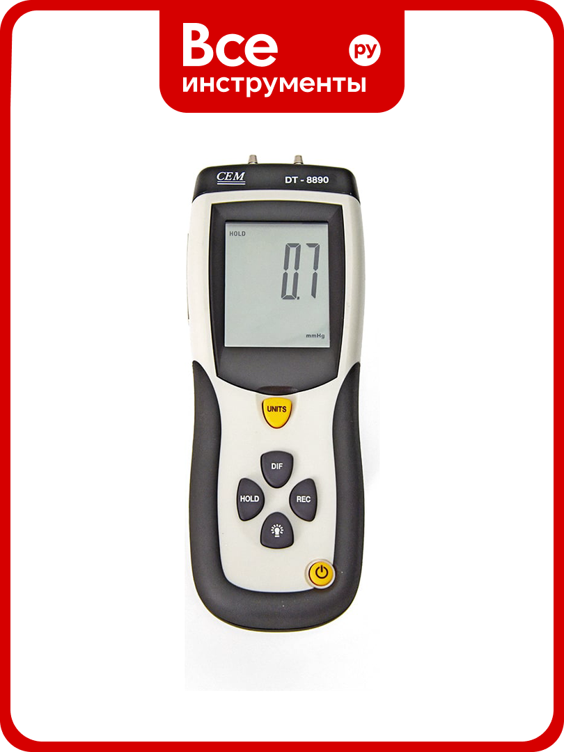 Дифференциальный цифровой манометр СЕМ DT-8890, Задание единиц измерения осуществляется при помощи кнопки