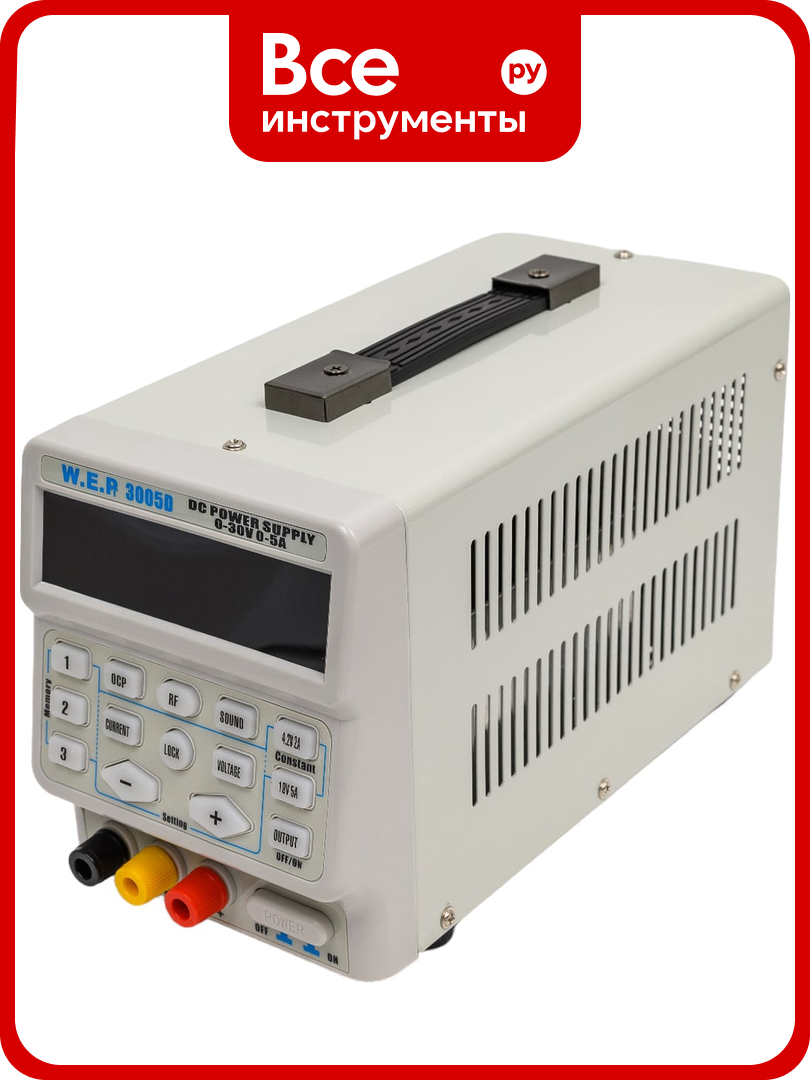 Источник питания W.E.P М22755, 1 канал, 0-30В, 0-5A, цвет серый