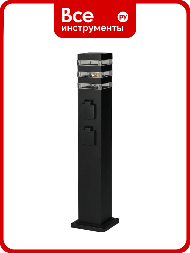 Светильник уличный напольный IN HOME ТБУ POLO-SP600-2WO-1xA60-BL 600мм, 2 розетки с з/к, черный IP54 4690612061825