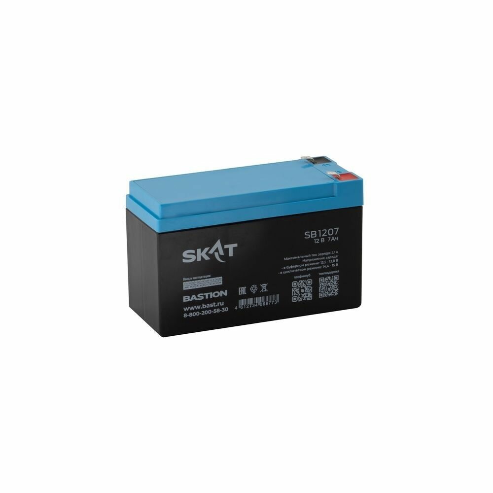 SKAT SB 1207, 12В, 7Ач, максимальный ток заряда 2,1 А (Тип клеммы F1 нож, гарантия - 18 месяцев) (2533)