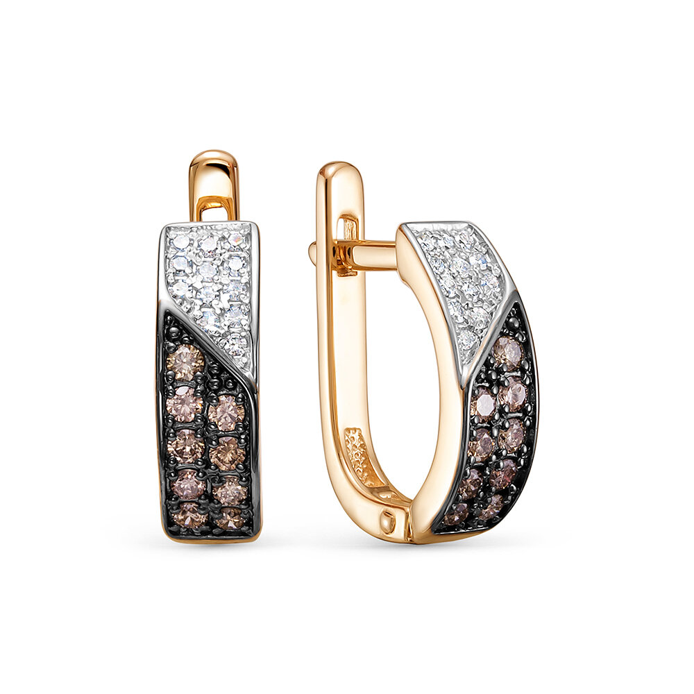 Серьги, красное золото, 585 проба, бриллиант