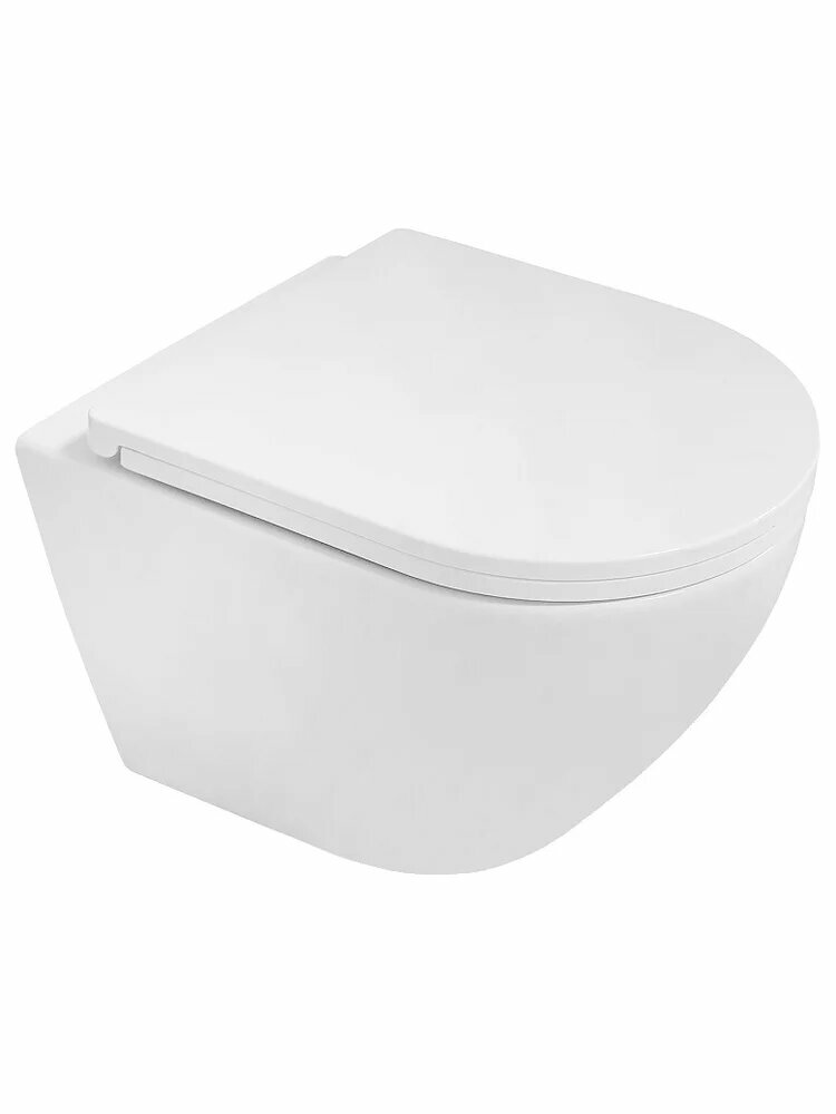 Унитаз подвесной AZARIO Blanco AZ-9003WT с микролифтом, безободковый, без бачка, антивсплеск, фаянсовый, белый, глянцевый, овальный, сиденье для унитаза в комплекте