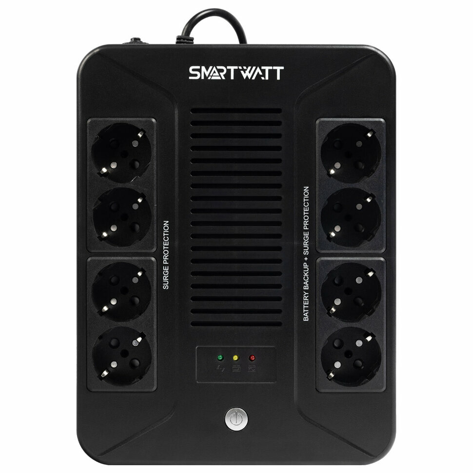 Источник бесперебойного питания SMARTWATT UPS SAFE PRO 1050, 1050 ВА (630 Вт), 8 розеток, 3703020270006, 355139