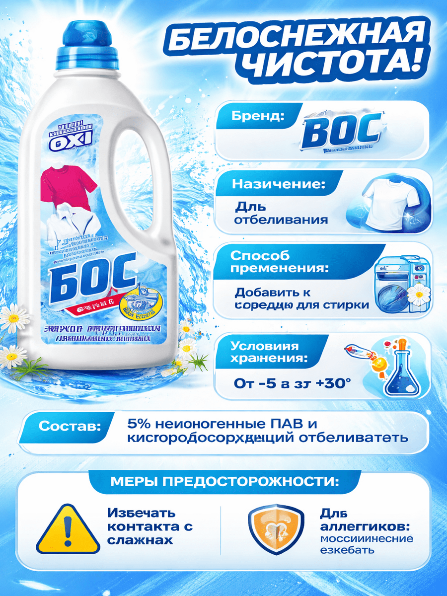 Отбеливатель Бос жидкий, 1.2л