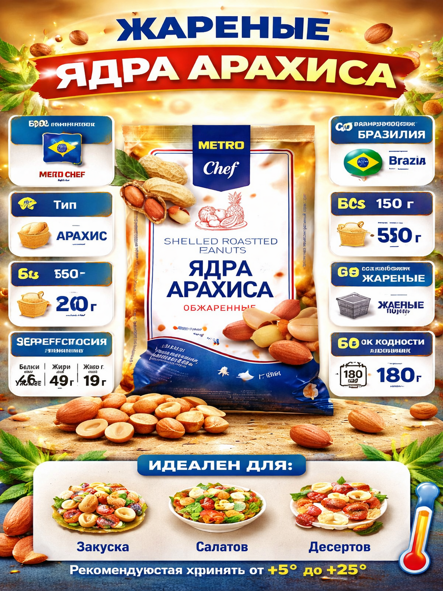 METRO Chef Арахис обжаренный очищенный, 150г