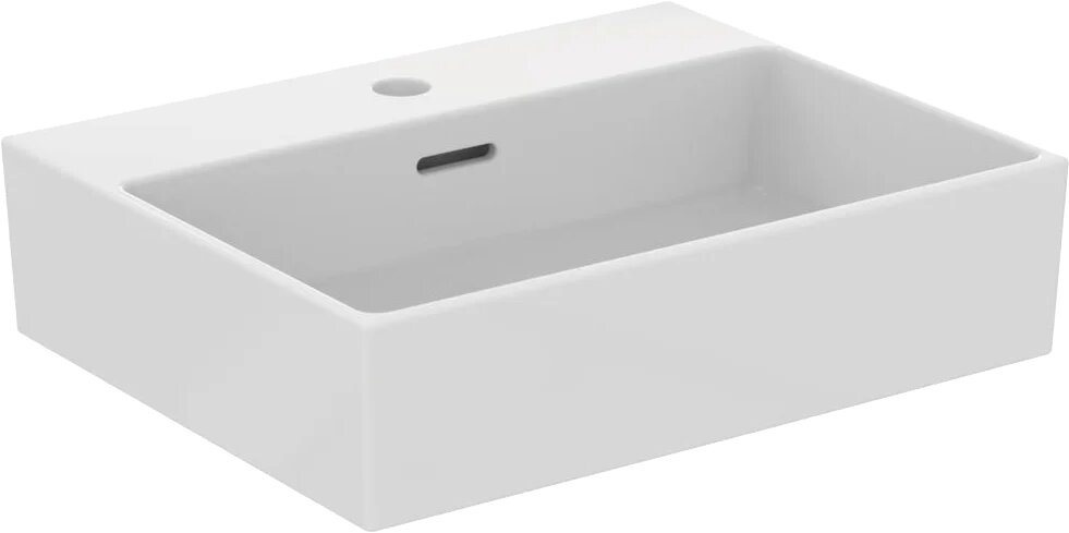 Накладная раковина Ideal Standard Extra 50 накладная, без отверстия под смеситель, фаянсовая, со встроенным сливом-переливом, прямоугольная, раковина для ванной, белая