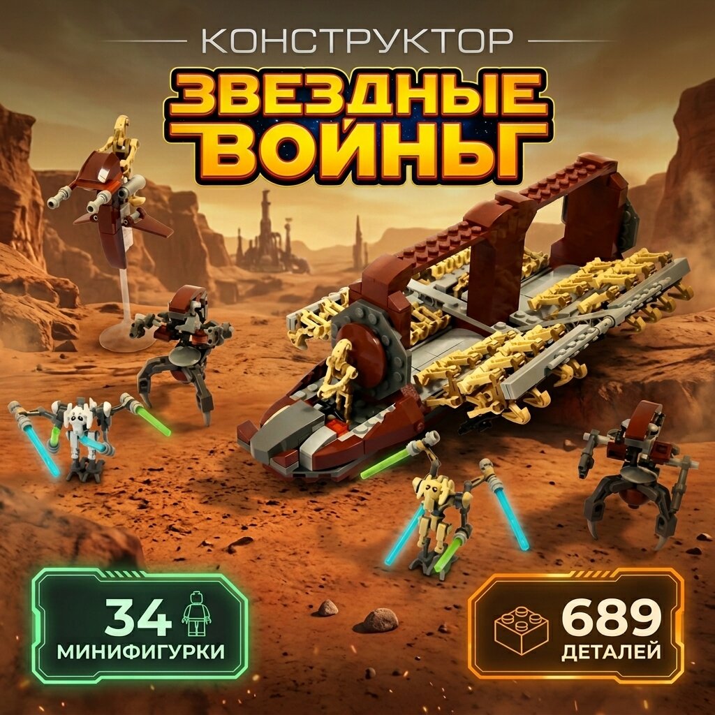 Конструктор 66001 Пехотный транспорт Торговой федерации Звездные войны 689 деталей 37 минифигурок