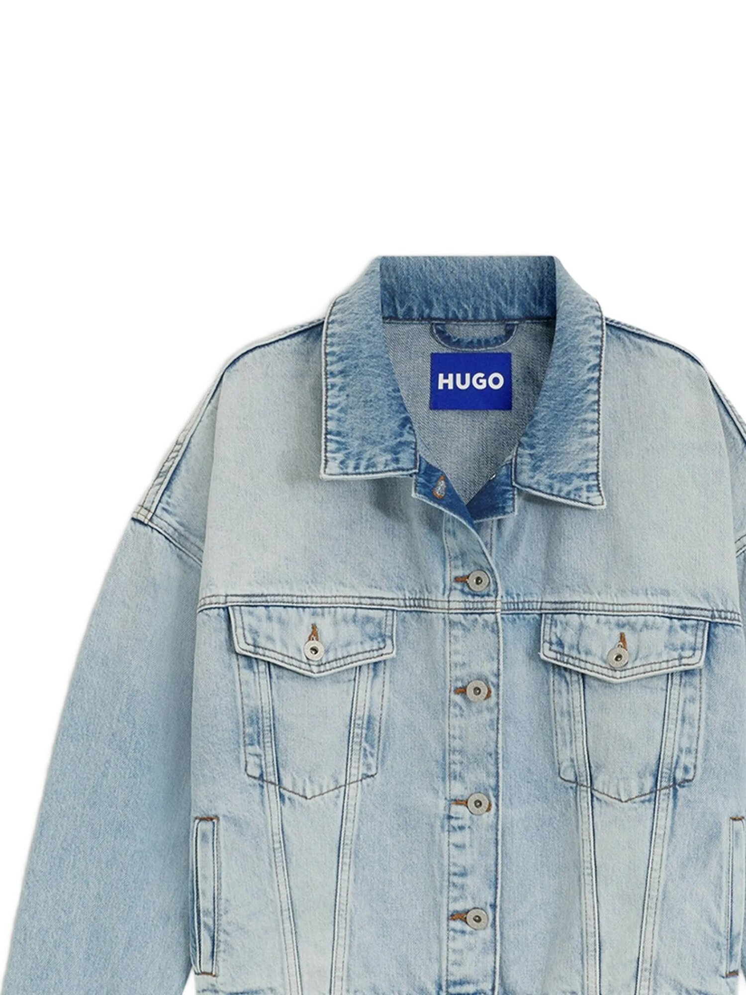 Куртка HUGO Faded-effect drop-shoulder denim jacket, размер M — фото 1