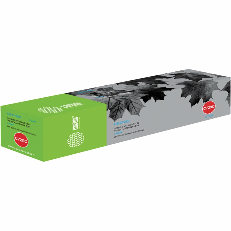 Картридж лазерный CACTUS (CS-C729C) для CANON LBP-7010C/7018C, голубой, ресурс 1000 страниц, 362727