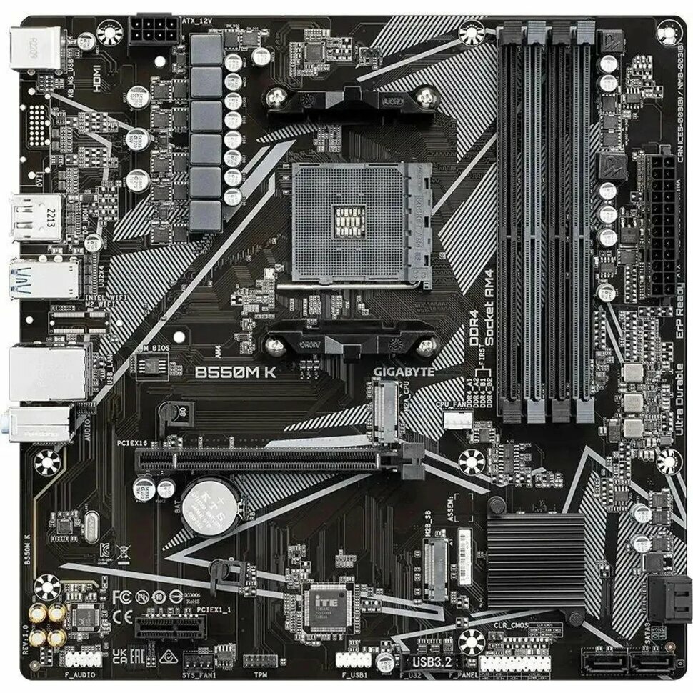 Материнская плата Gigabyte B550M K, sAM4, AMD B550, 4xDDR4 mATX, 1986730