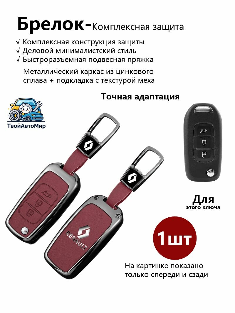 Чехол Для Ключа Renault Logan/Sandero/Duster 2012-2020, Цинковый Сплав+Кожа, Полная Защита