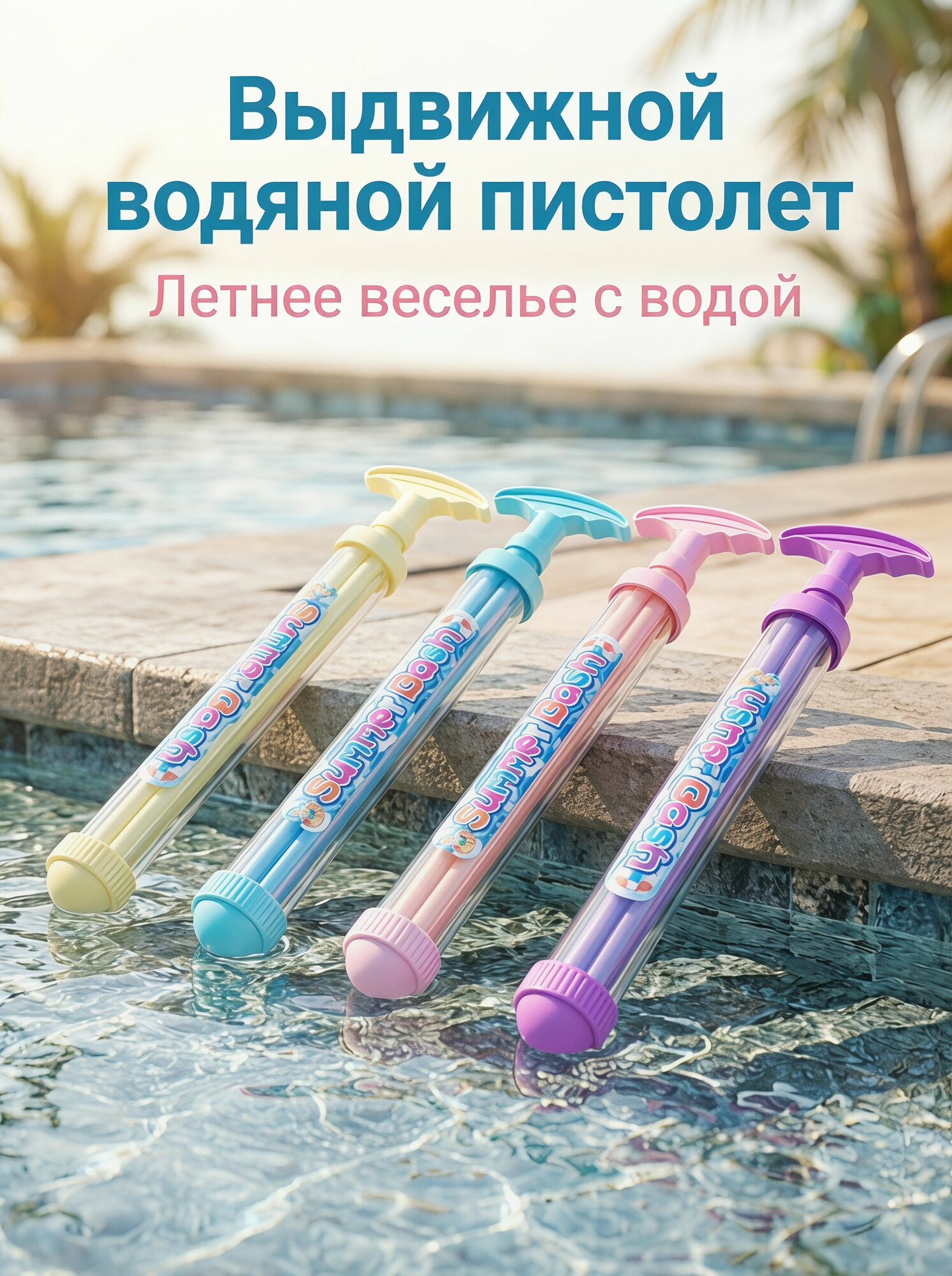 Водный пистолет-шприц, прозрачный, для детей, 1 шт, летняя игрушка для пляжа для игр на воде летняя забава