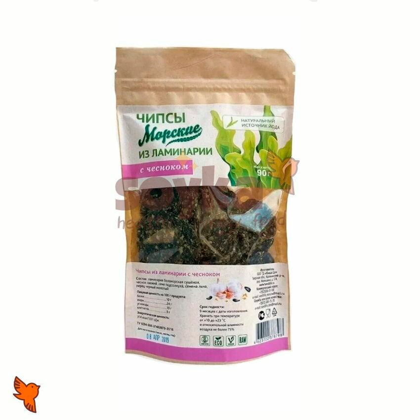 Чипсы из ламинарии с чесноком Здоровцов, 90г