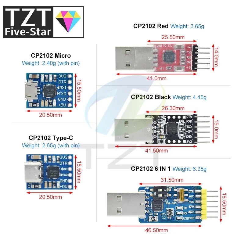 Модуль CP2102 MICRO USB 1PCS, CP2102 Mirco — фото 1