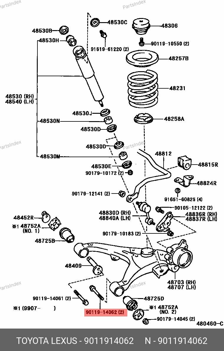 Бoлт автомобильный, TOYOTA 9011914062