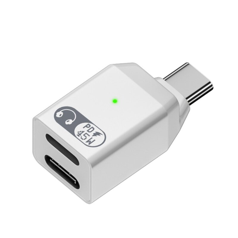 Аудио-конвертер USB C для зарядки "два в одном"-белый