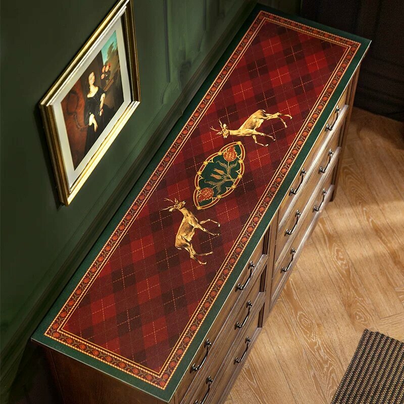 Кожаная подкладка с оленем, антипрокольная, для бокового шкафа, 45x220 см, не требует стирки